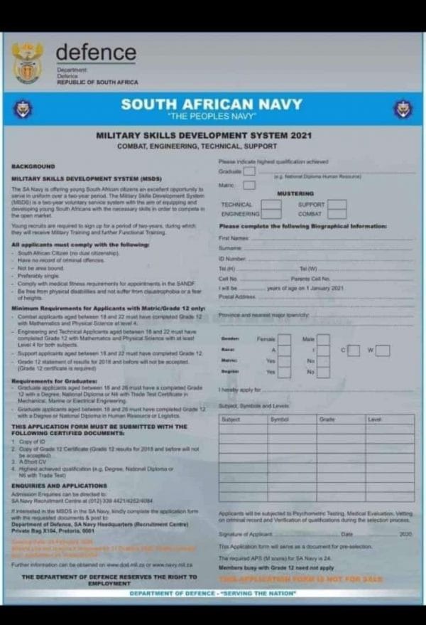 SA Navy: Military Skills Development System (MSDS) 2021 - StudentRoom.co.za