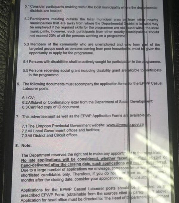 Limpopo Dept of Education: Expanded Public Works Programme (EPWP) 2020 ...