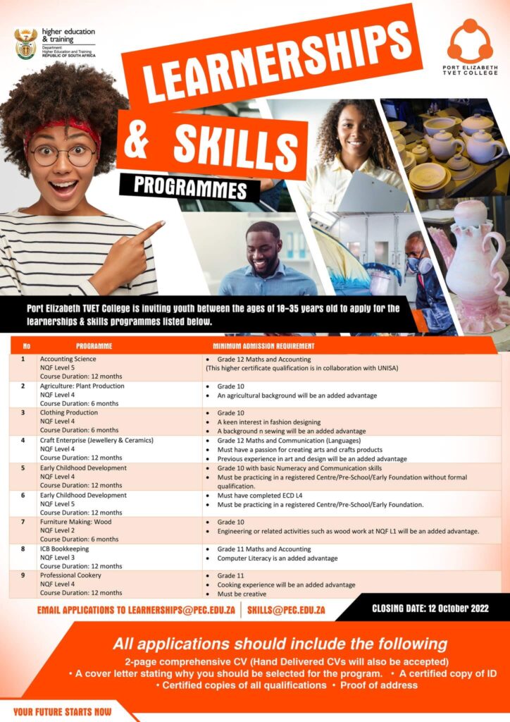 Port Elizabeth TVET College: Learnerships 2022 / 2023