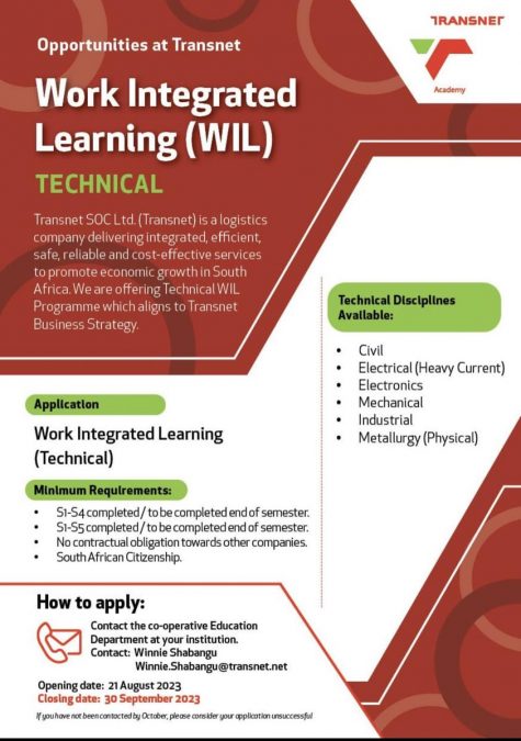 Transnet: Learnerships 2023 - StudentRoom.co.za